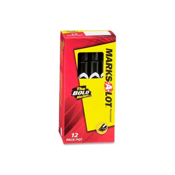 Avery Avery Marks-A-Lot Desk-Style Permanent Marker, Medium Chisel Tip, Black Ink, Dozen 8888 | Zoro